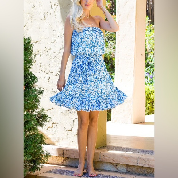 Sweet Lovely By Jen | Dresses | Sea Blue Floral Strapless Dress | Poshmark